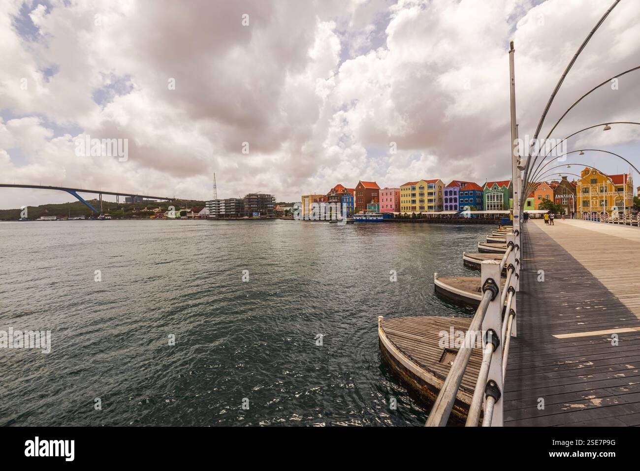 Floating Queen Emma Bridge across St. Anna Bay in Willemstad with ...