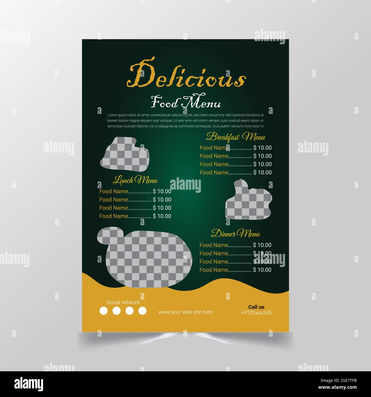 Restaurant food menu poster design template Food Menu with Bold ...