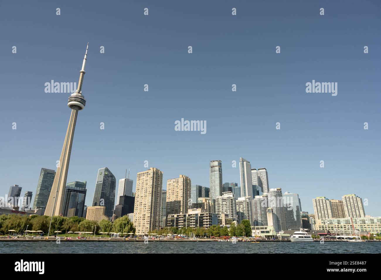 The skyline of Toronto showcases the iconic CN Tower standing tall ...