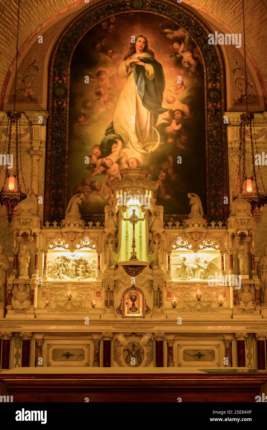 Intricate carvings and divine imagery adorn a stunning altar, softly ...