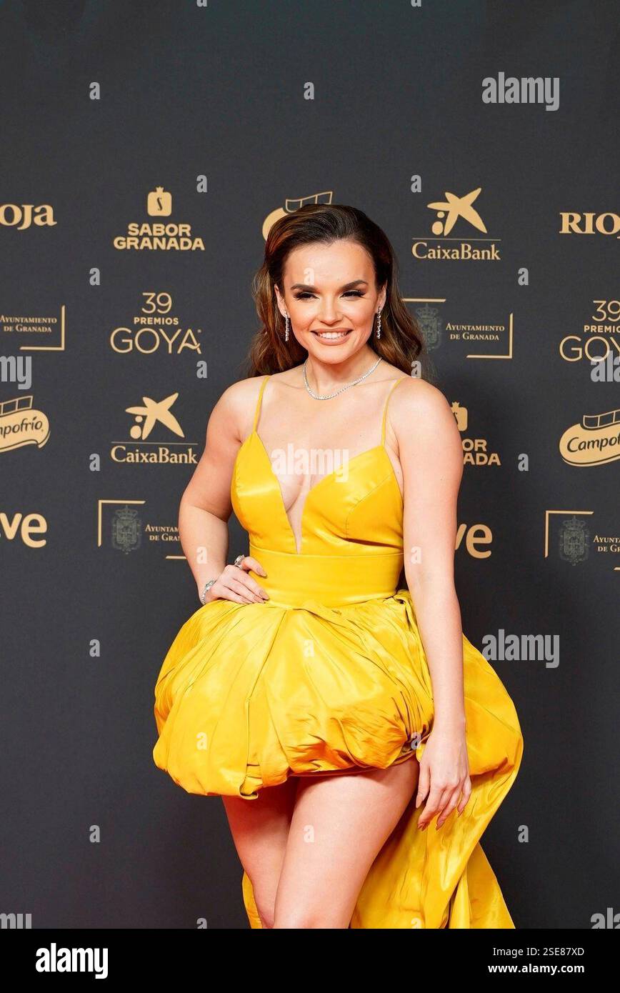 Singer Melody poses on the red carpet at the 39th edition of the Goya ...