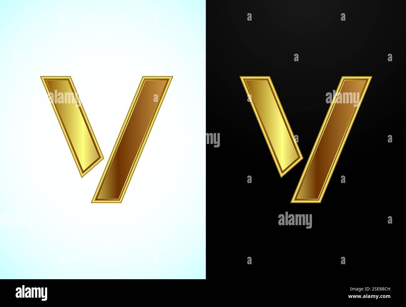 English capital letter V in gold color. Graphic alphabet symbol for ...