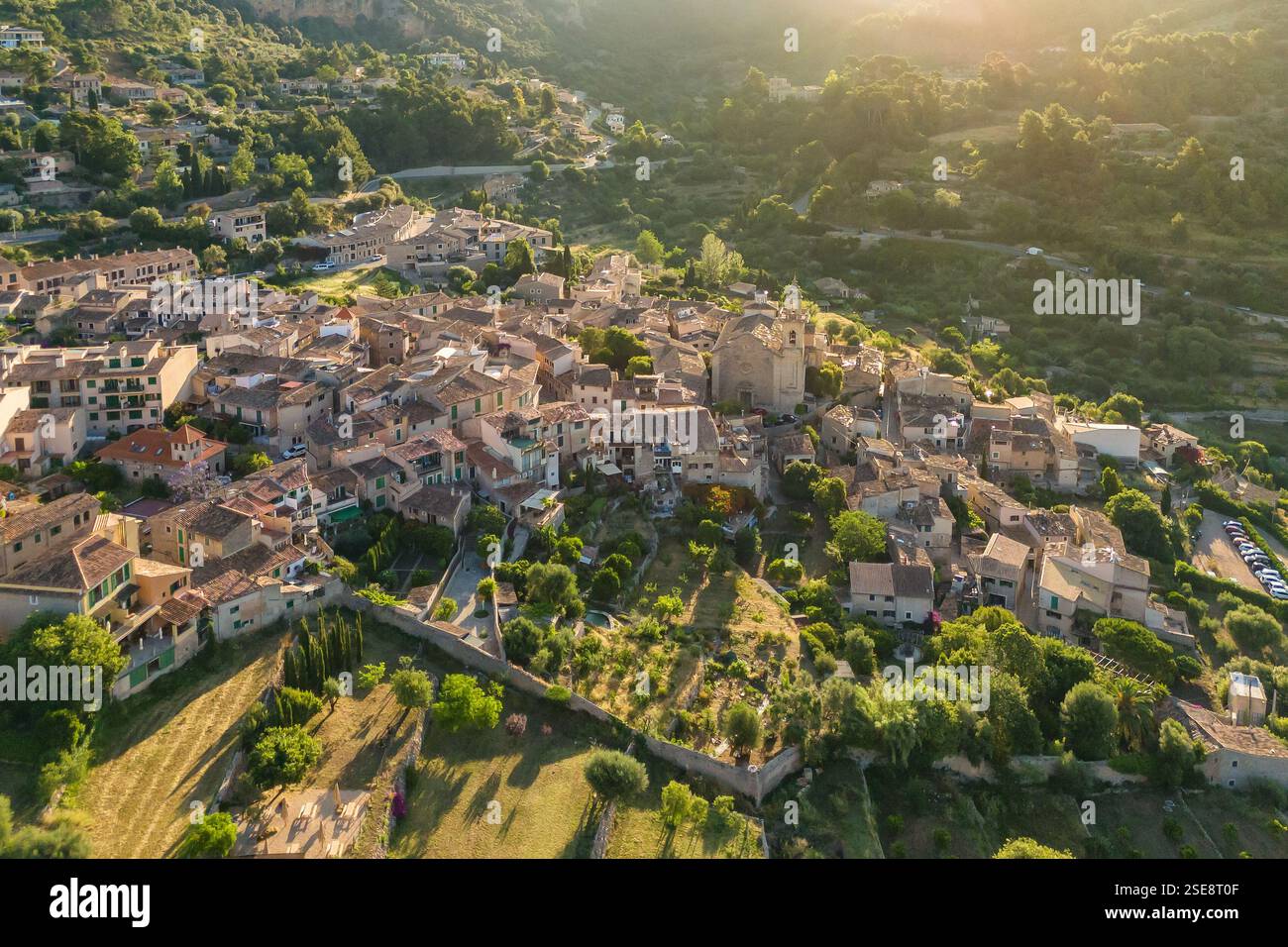 Aerial view of the historic Carthusian Monastery Valldemossa in ...