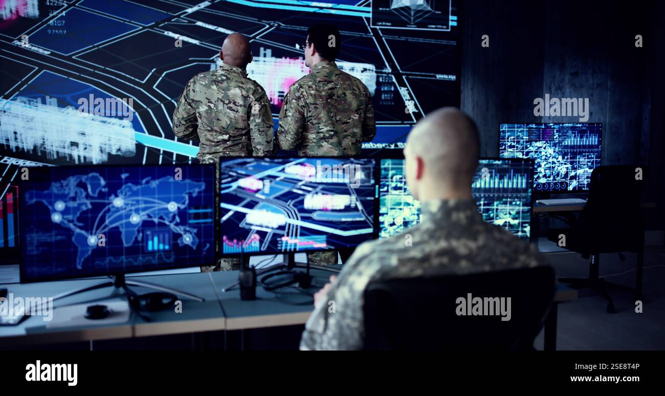 Soldier Manning Technology Center At Military Army Headquarters Stock ...