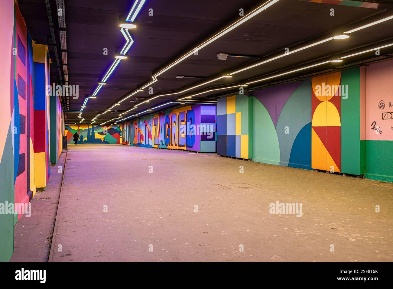 February 8, 2025, Croatia, Zagreb -colorfully decorated urban passage ...