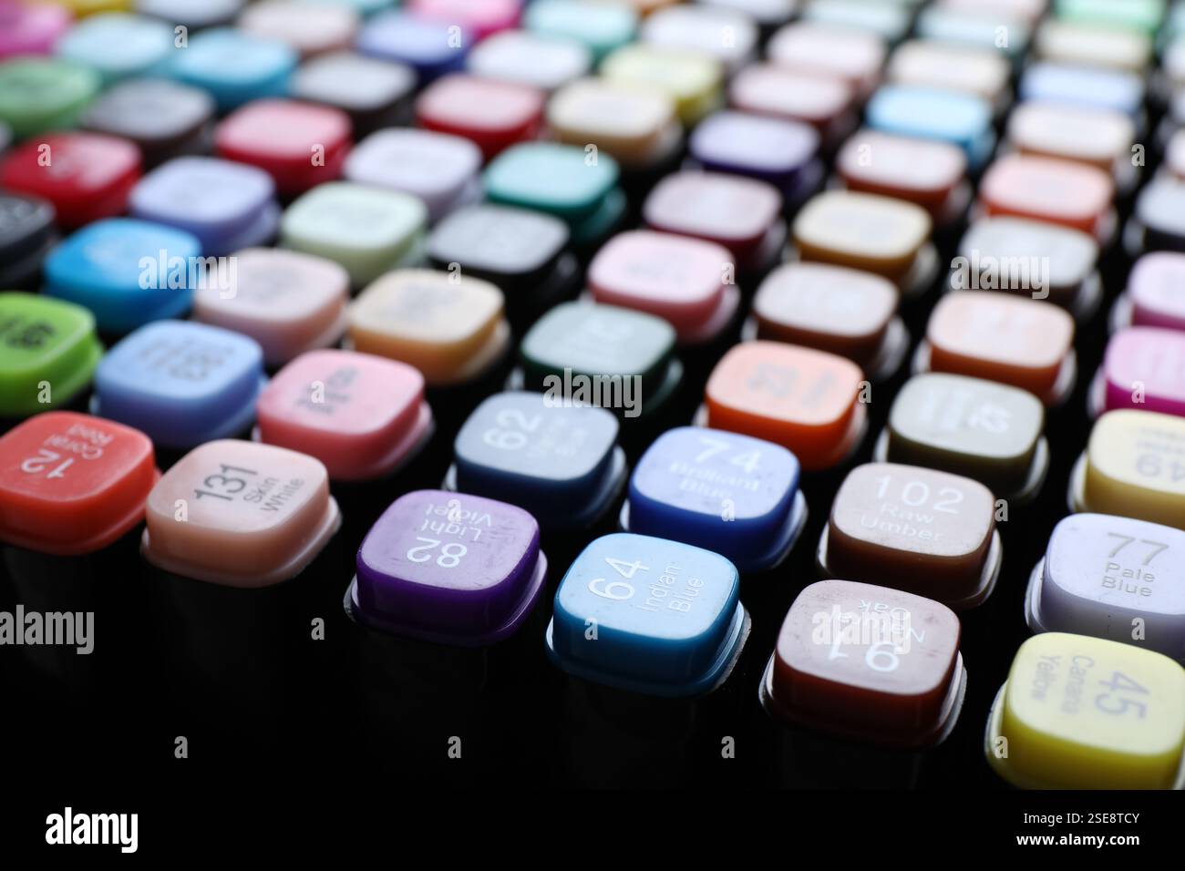 Different double sided markers on black background, closeup Stock Photo ...