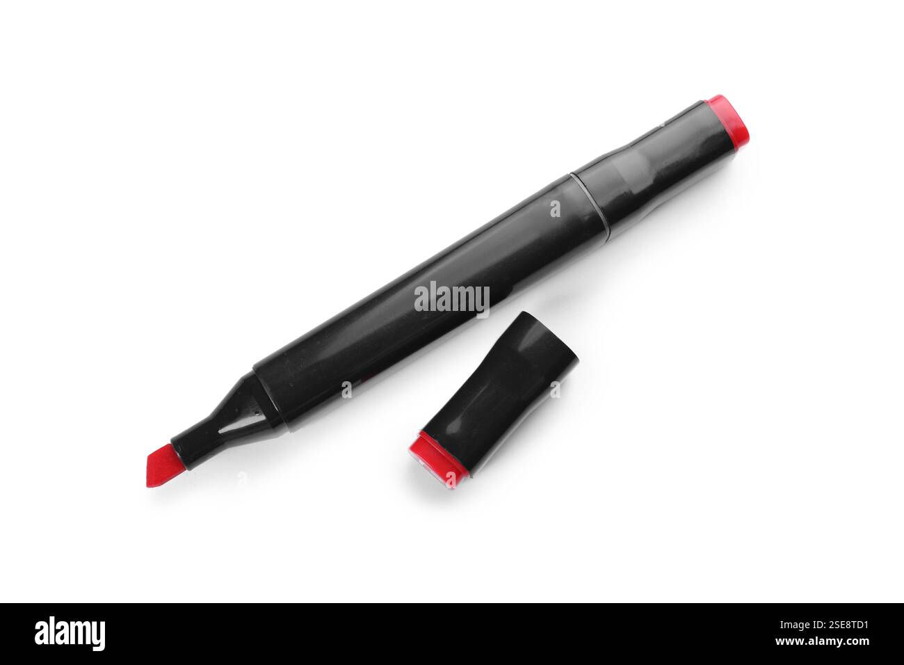 One double sided marker isolated on white, top view Stock Photo - Alamy