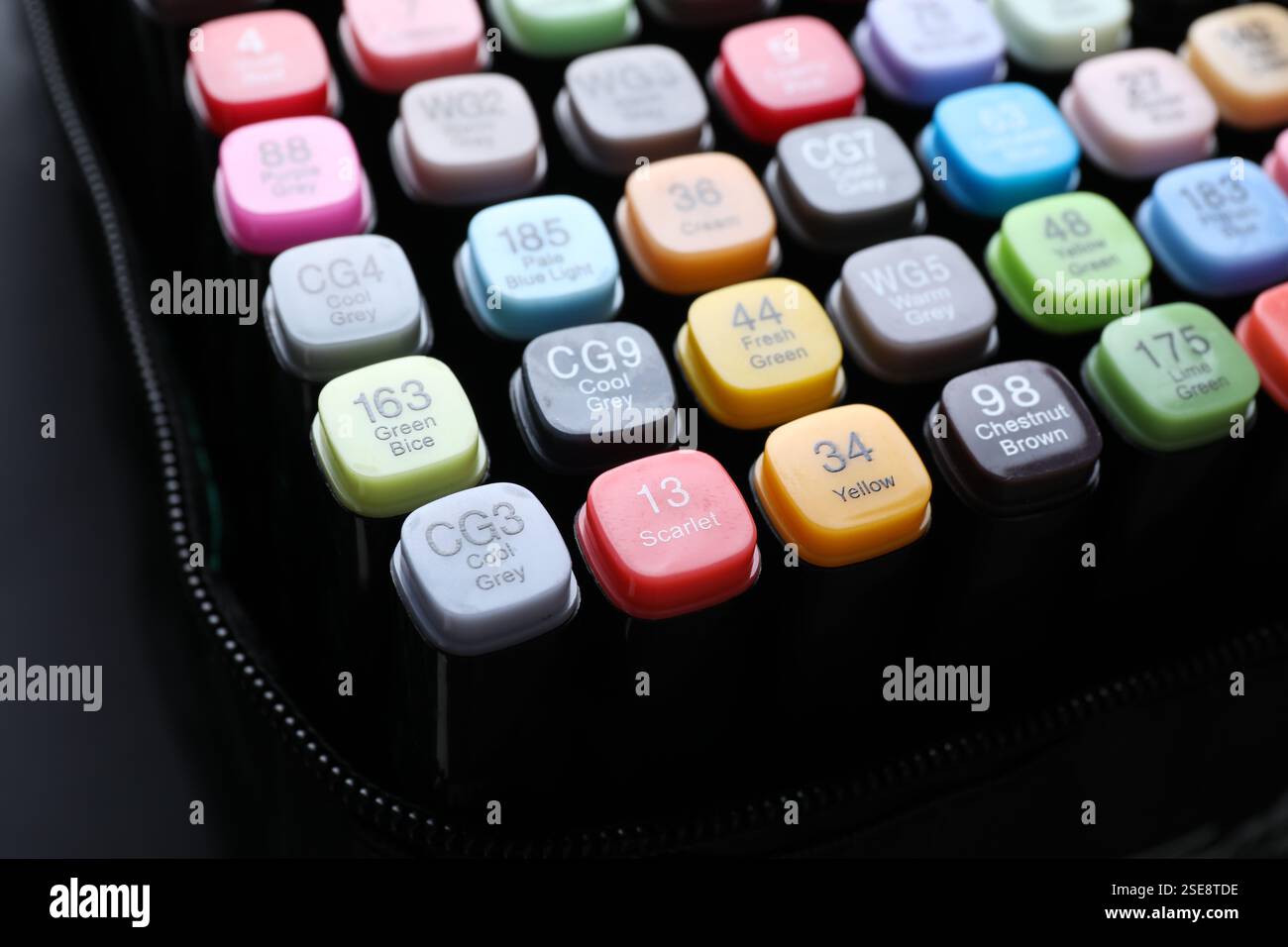 Different double sided markers on black background, closeup Stock Photo ...