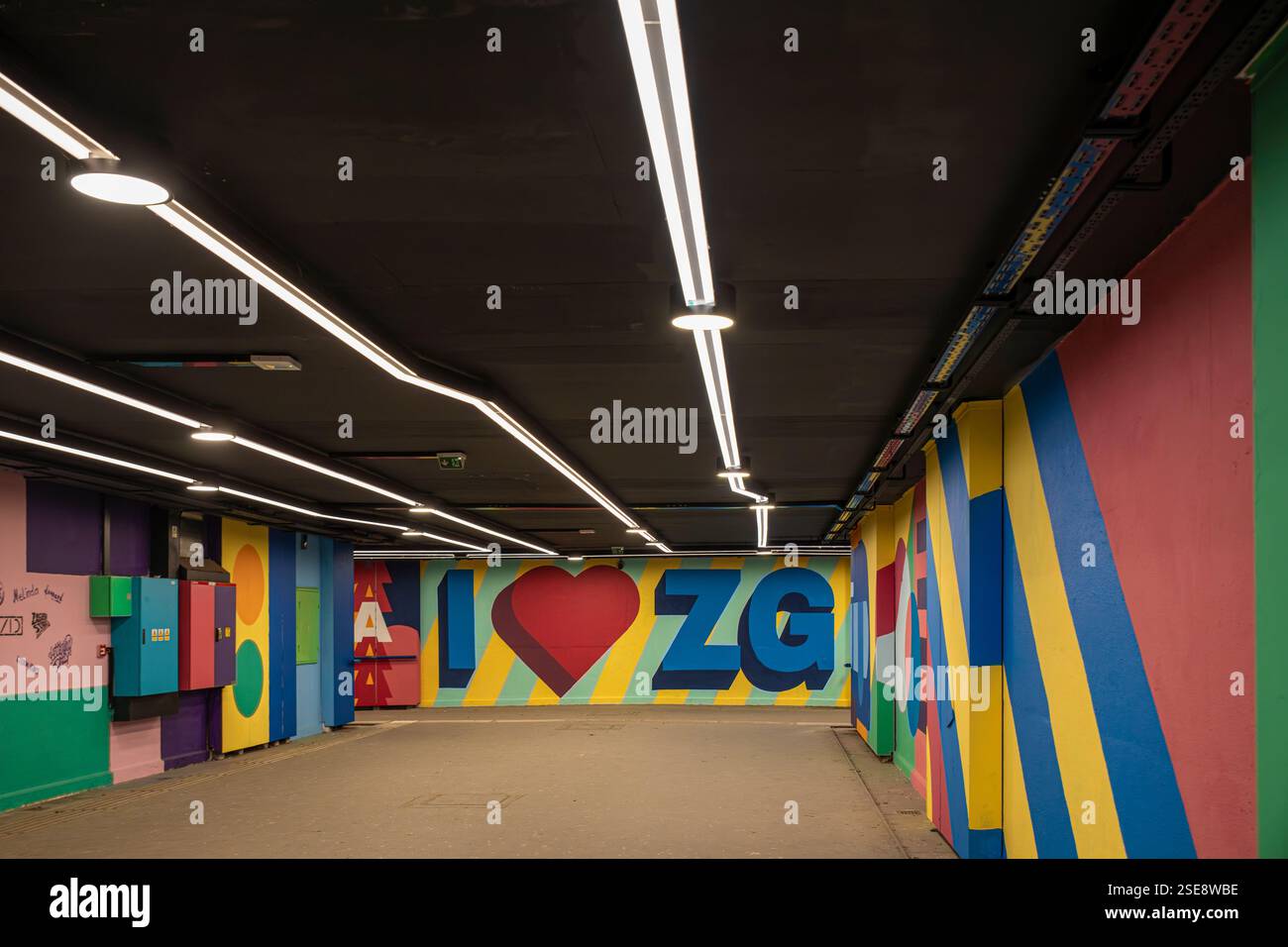 February 8, 2025, Croatia, Zagreb -colorfully decorated urban passage ...