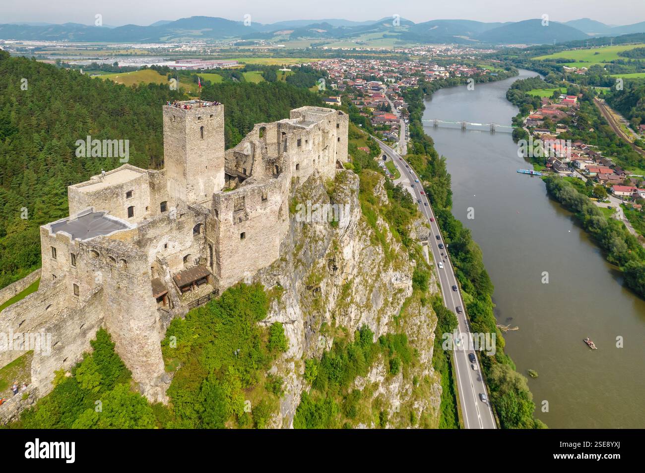 Aerial view of the Strecno castle in Slovakia Stock Photo - Alamy