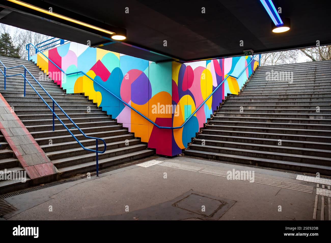 February 8, 2025, Croatia, Zagreb -colorfully decorated urban passage ...