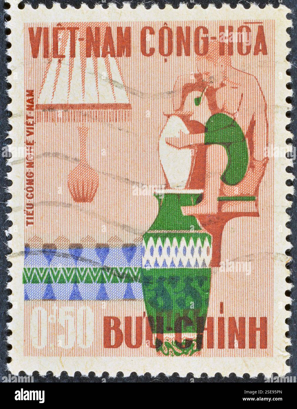 Cancelled postage stamp printed by South Vietnam, that shows Vietnamese ...