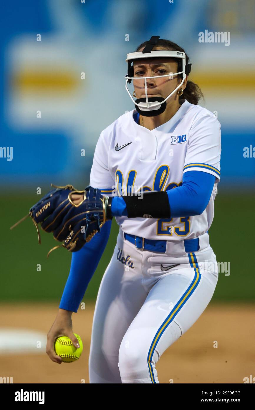 February 7, 2025: Pitcher Taylor Tinsley (23) opens the season for UCLA ...