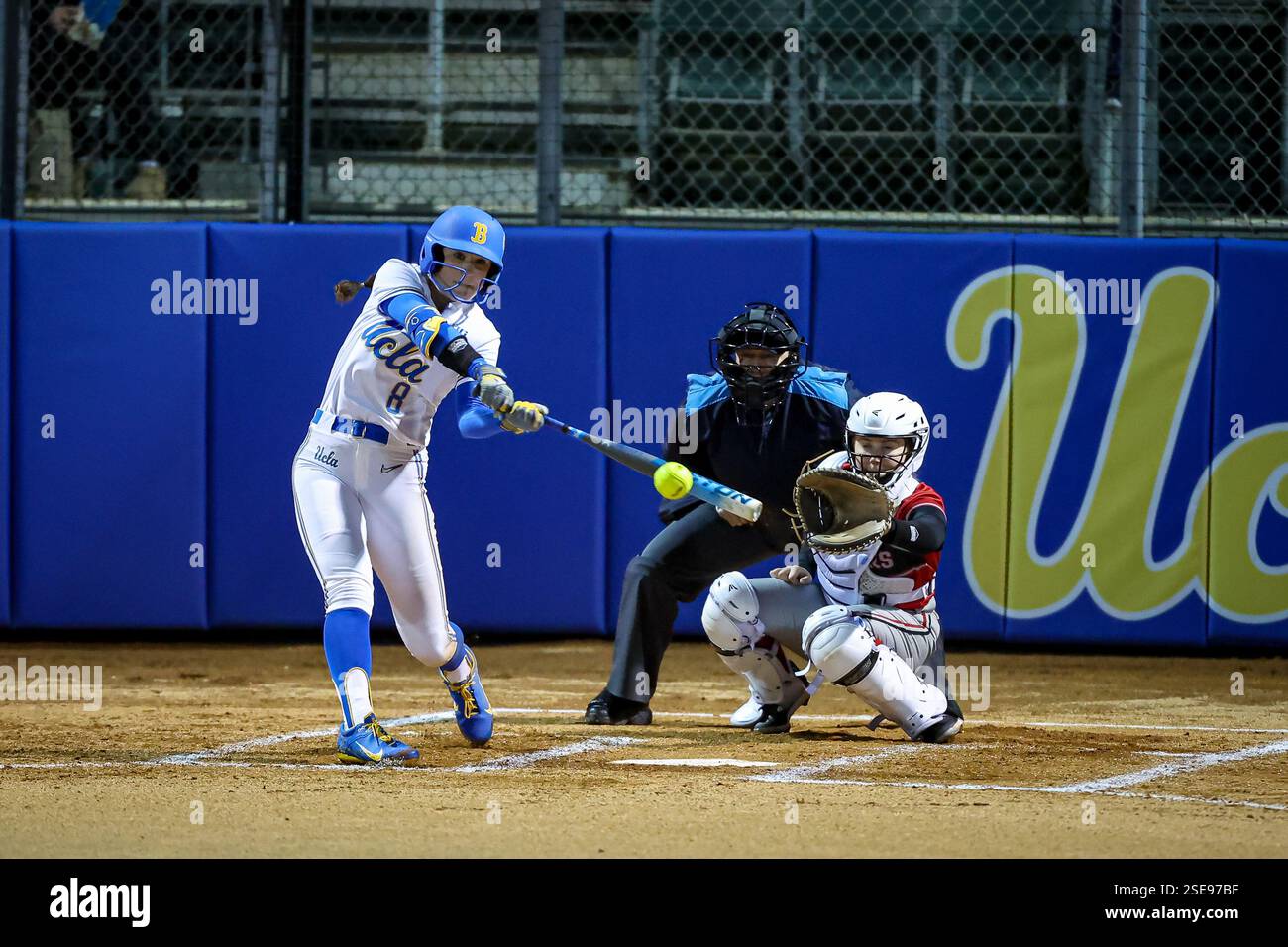 February 7, 2025: Recording her first hit in a UCLA uniform in game one ...