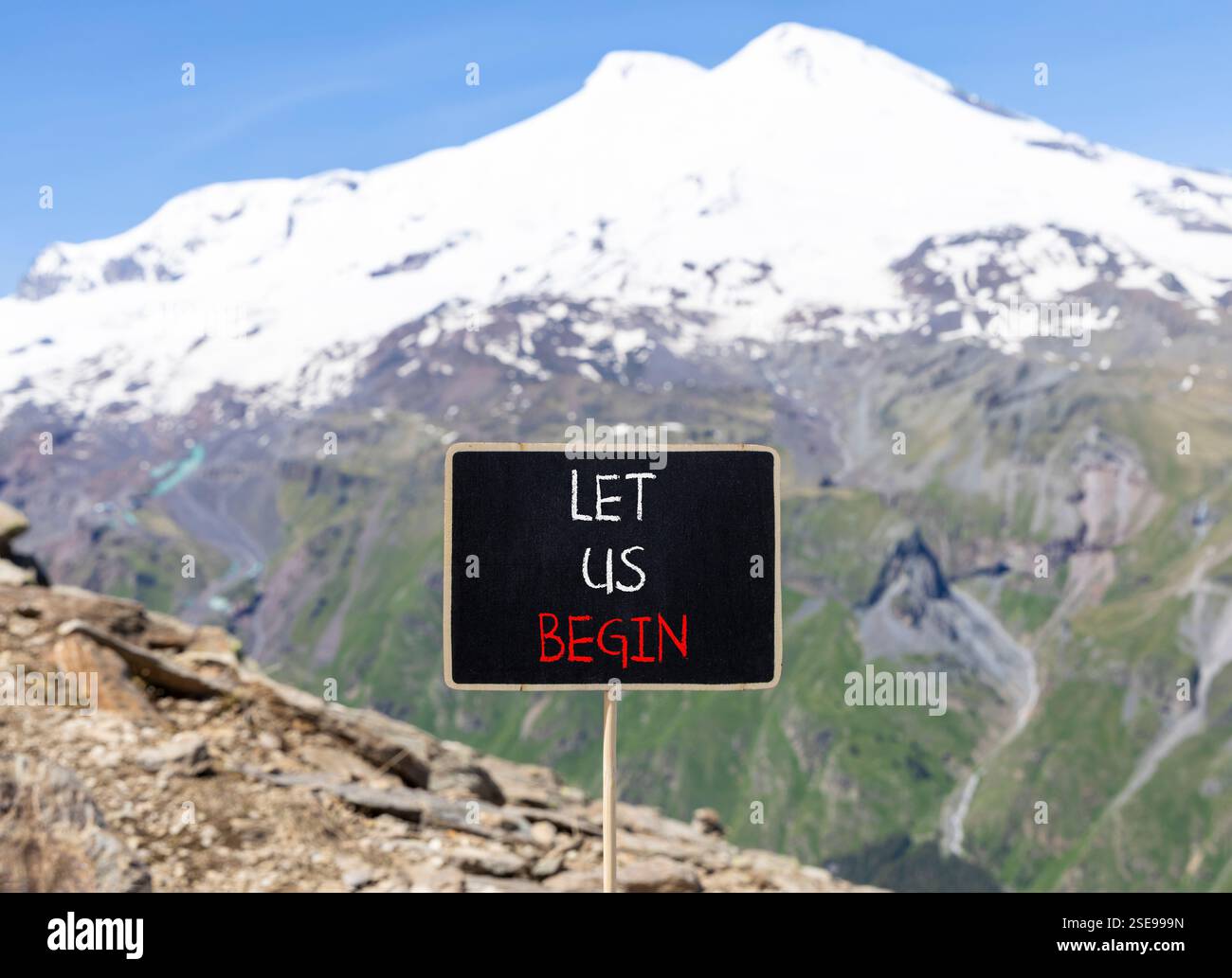 Let us begin symbol. Concept words Let us begin on beautiful black ...