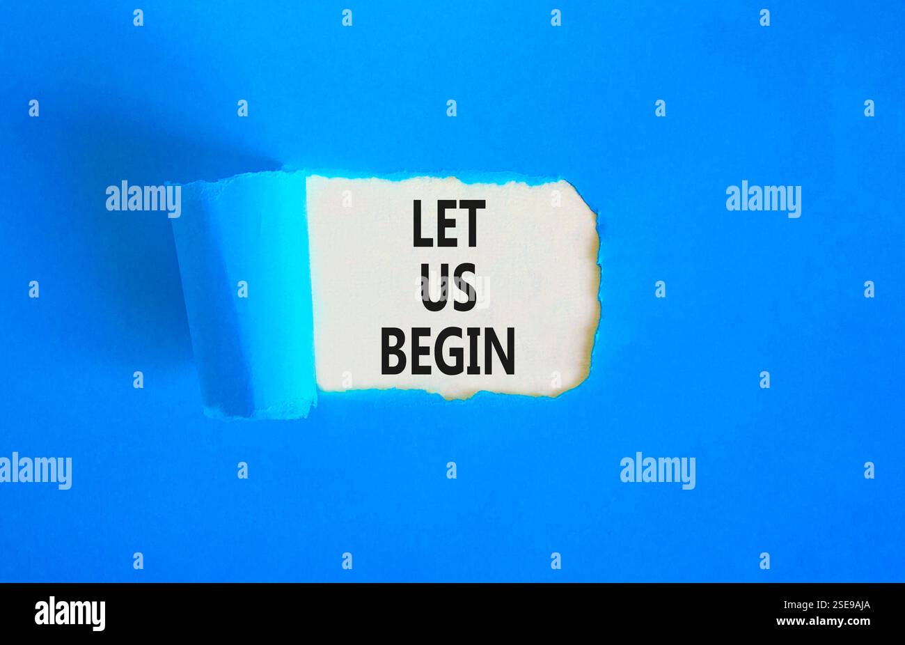 Let us begin symbol. Concept words Let us begin on beautiful white ...