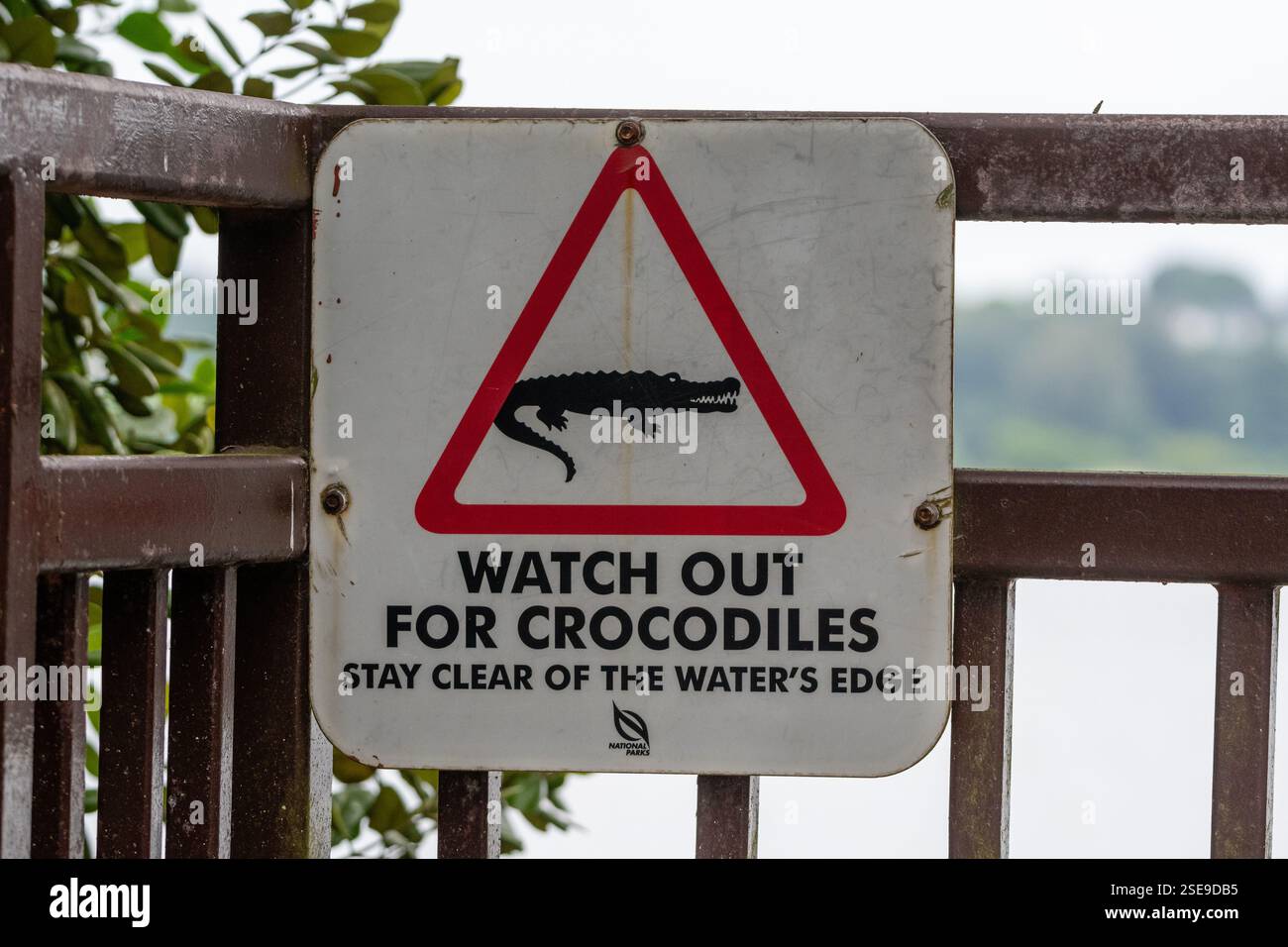 watch out for crocodiles sign in Sungei Buloh Wetland Reserve ...