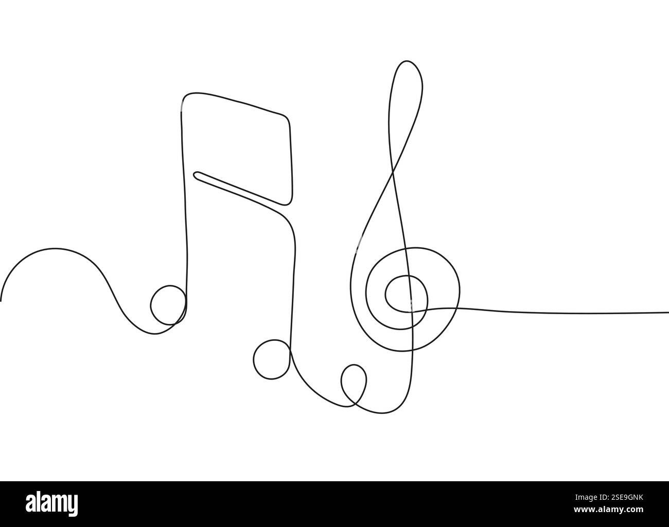 Musical notes in a continuous one-line drawing style with colorful ...