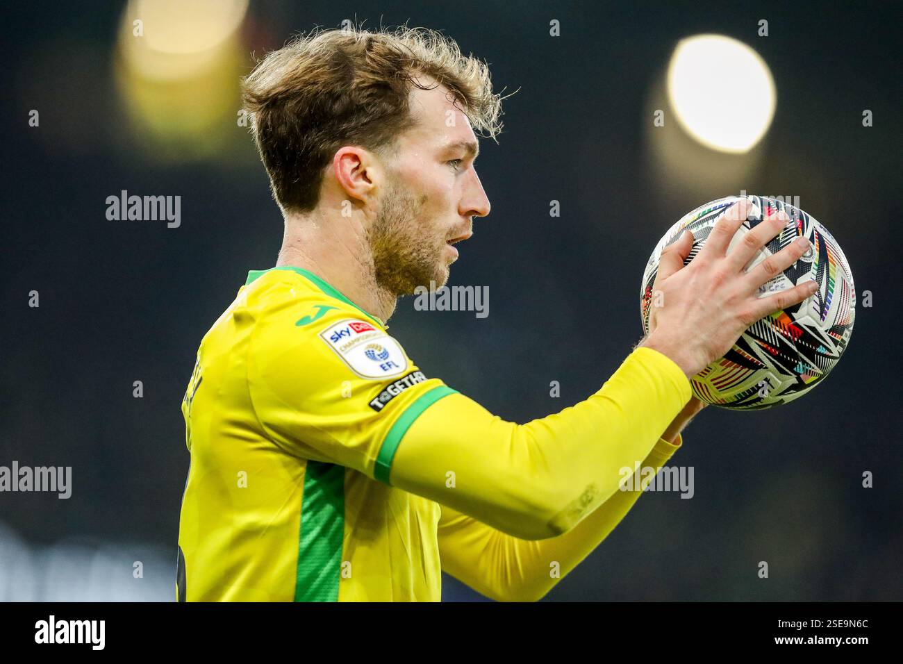 Norwich, UK. 08th Feb, 2025. Jack Stacey of Norwich City takes a throw ...