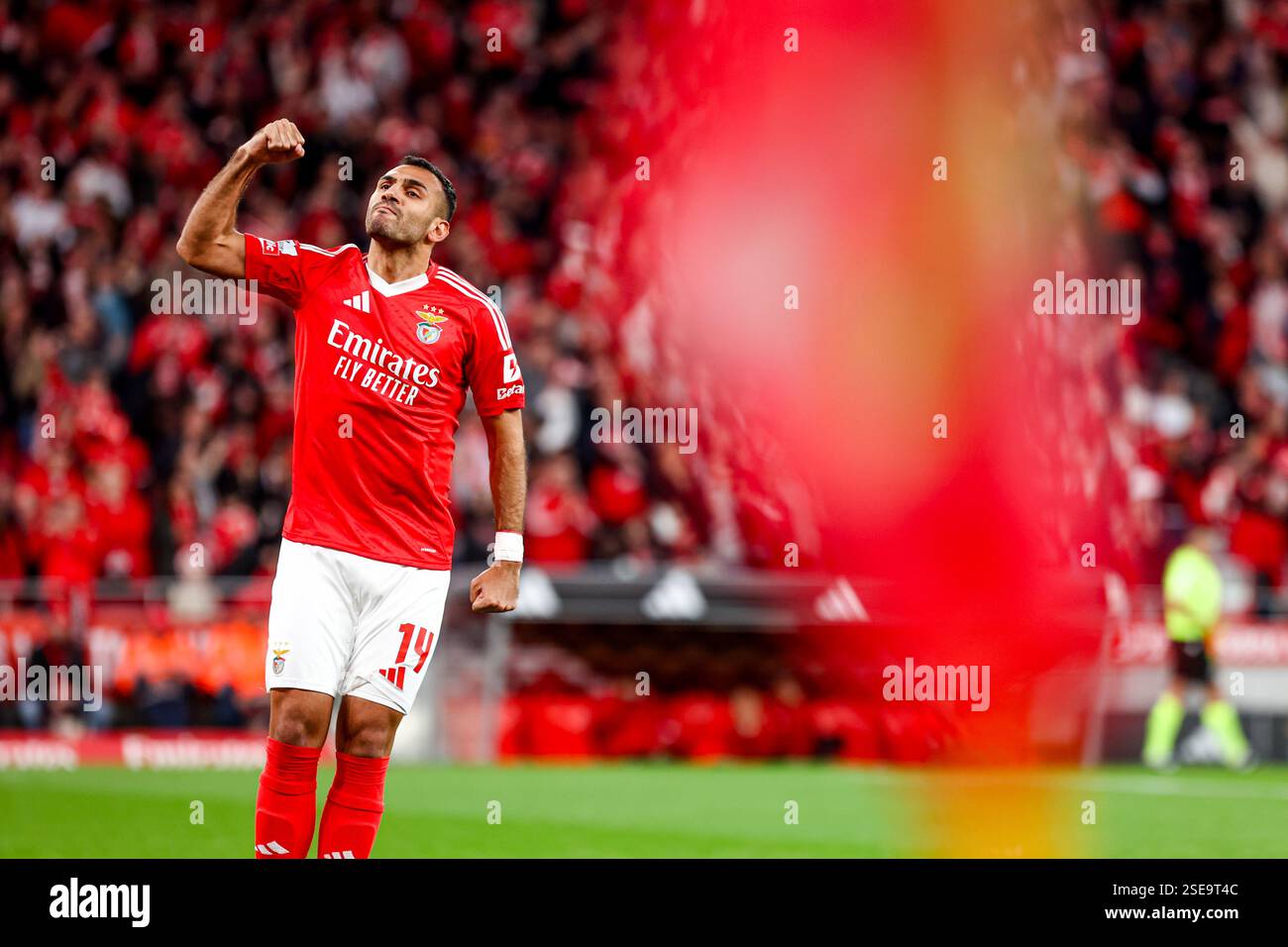 Lisbon, Portugal. 08th Feb, 2025. Vangelis Pavlidis forward of SL ...