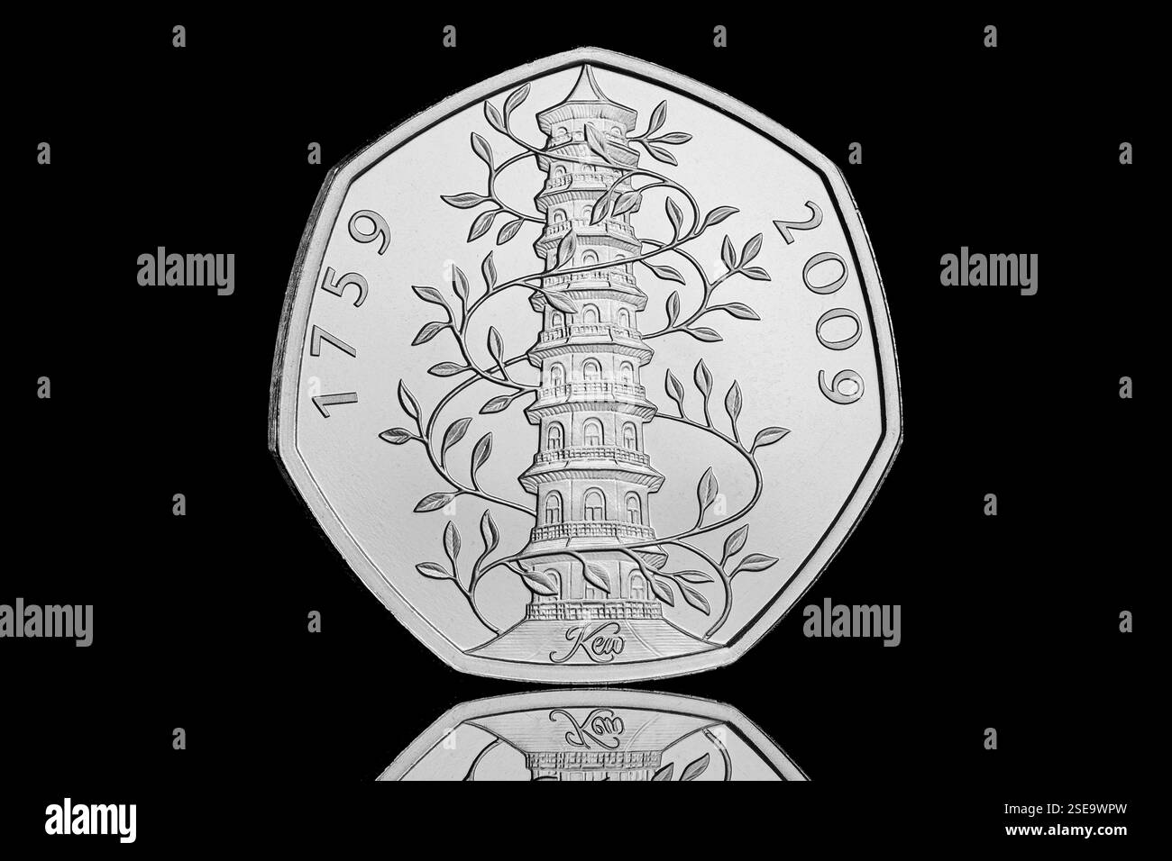 The rare Kew Gardens UK 50 pence coin Stock Photo - Alamy