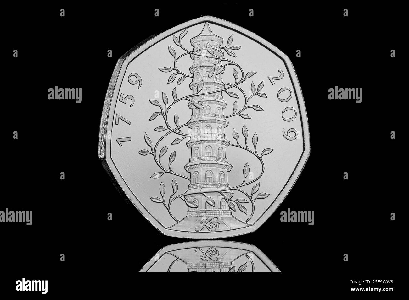 The rare Kew Gardens UK 50 pence coin Stock Photo - Alamy