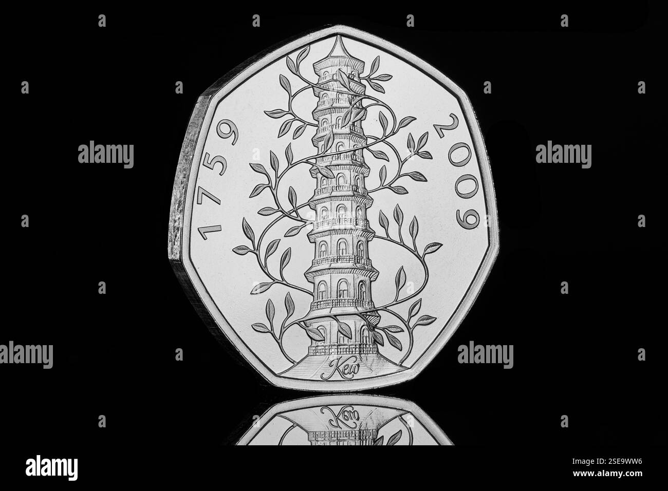 The rare Kew Gardens UK 50 pence coin Stock Photo - Alamy