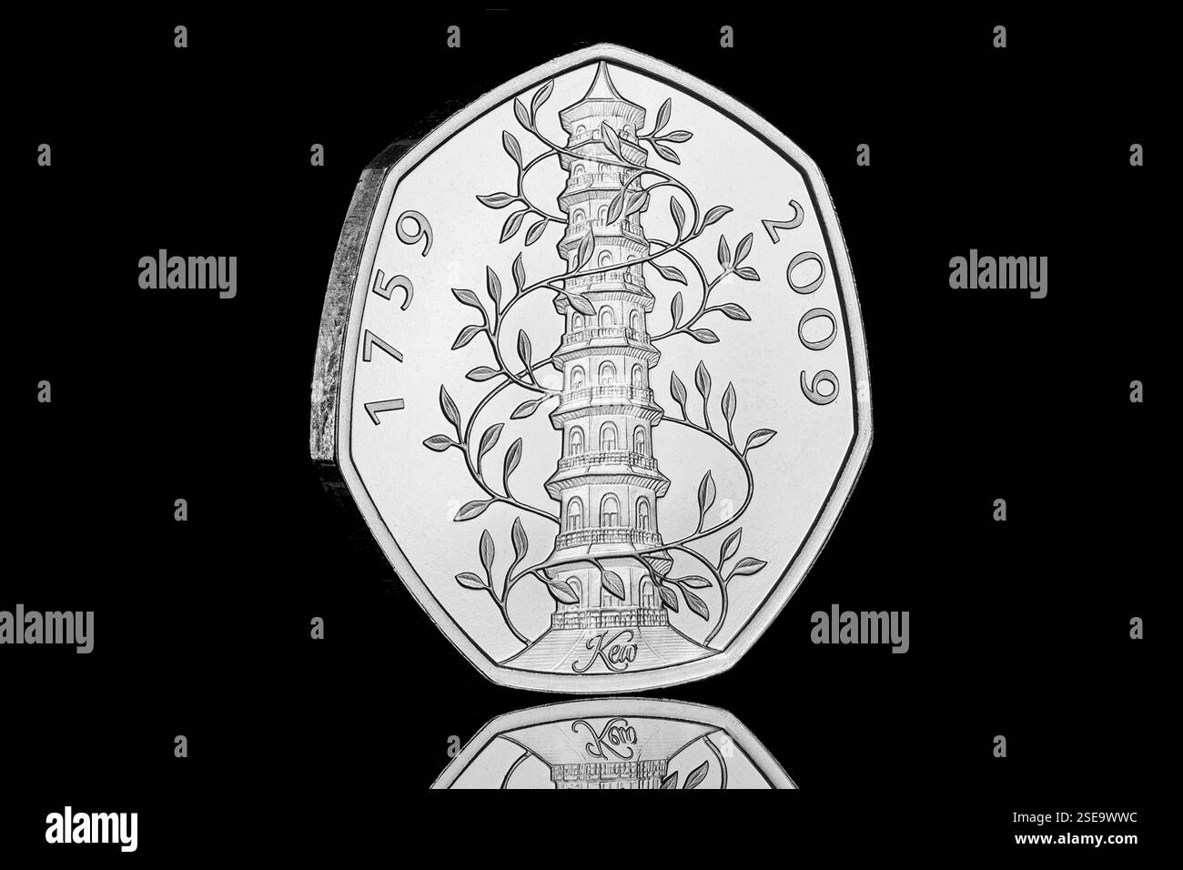 The rare Kew Gardens UK 50 pence coin Stock Photo - Alamy