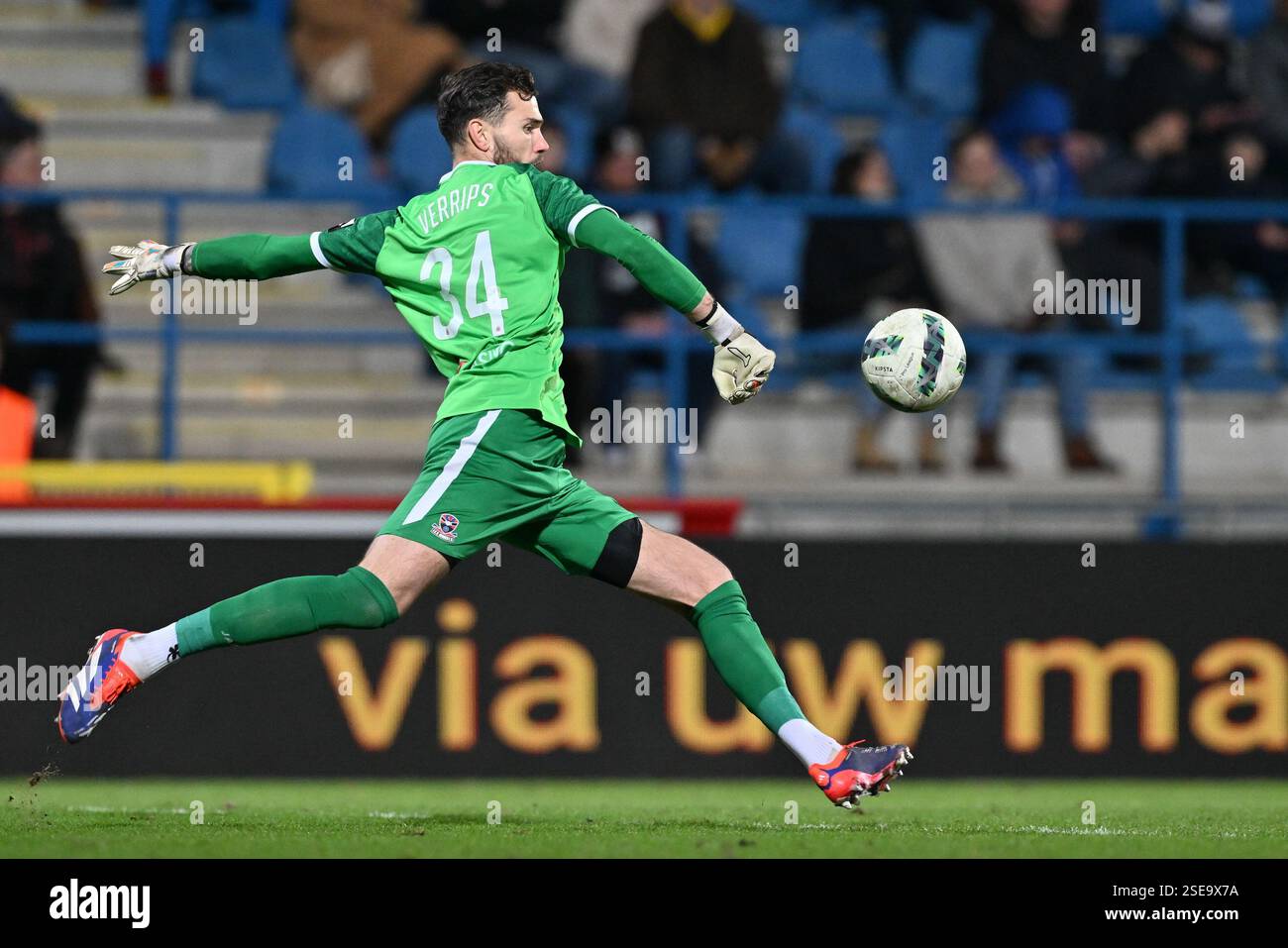 Denderleeuw, Belgium. 08th Feb, 2025. Dender's goalkeeper Michael ...