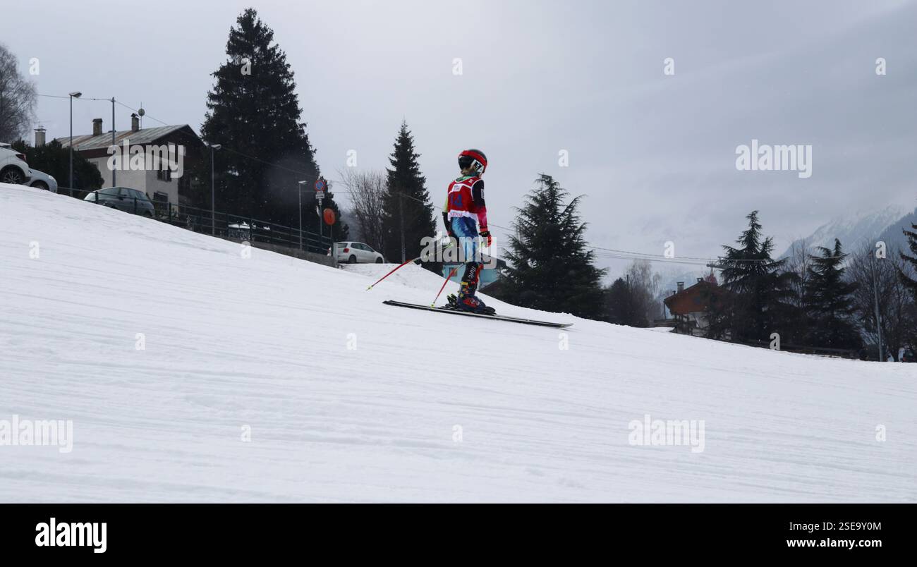 Bormio, Italy. 08th Feb, 2025. A shot of ski slope Pista Stelvio ...