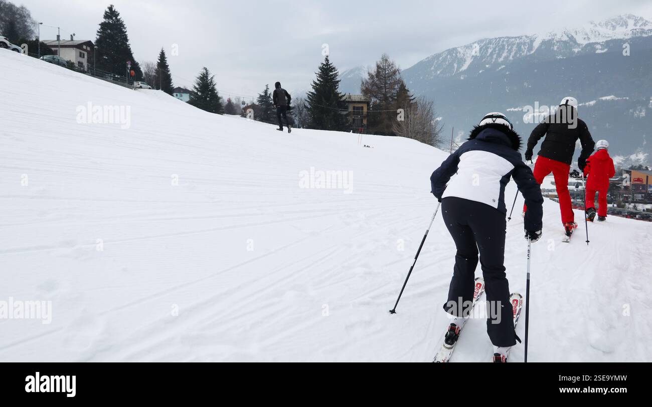 Bormio, Italy. 08th Feb, 2025. A shot of ski slope Pista Stelvio ...