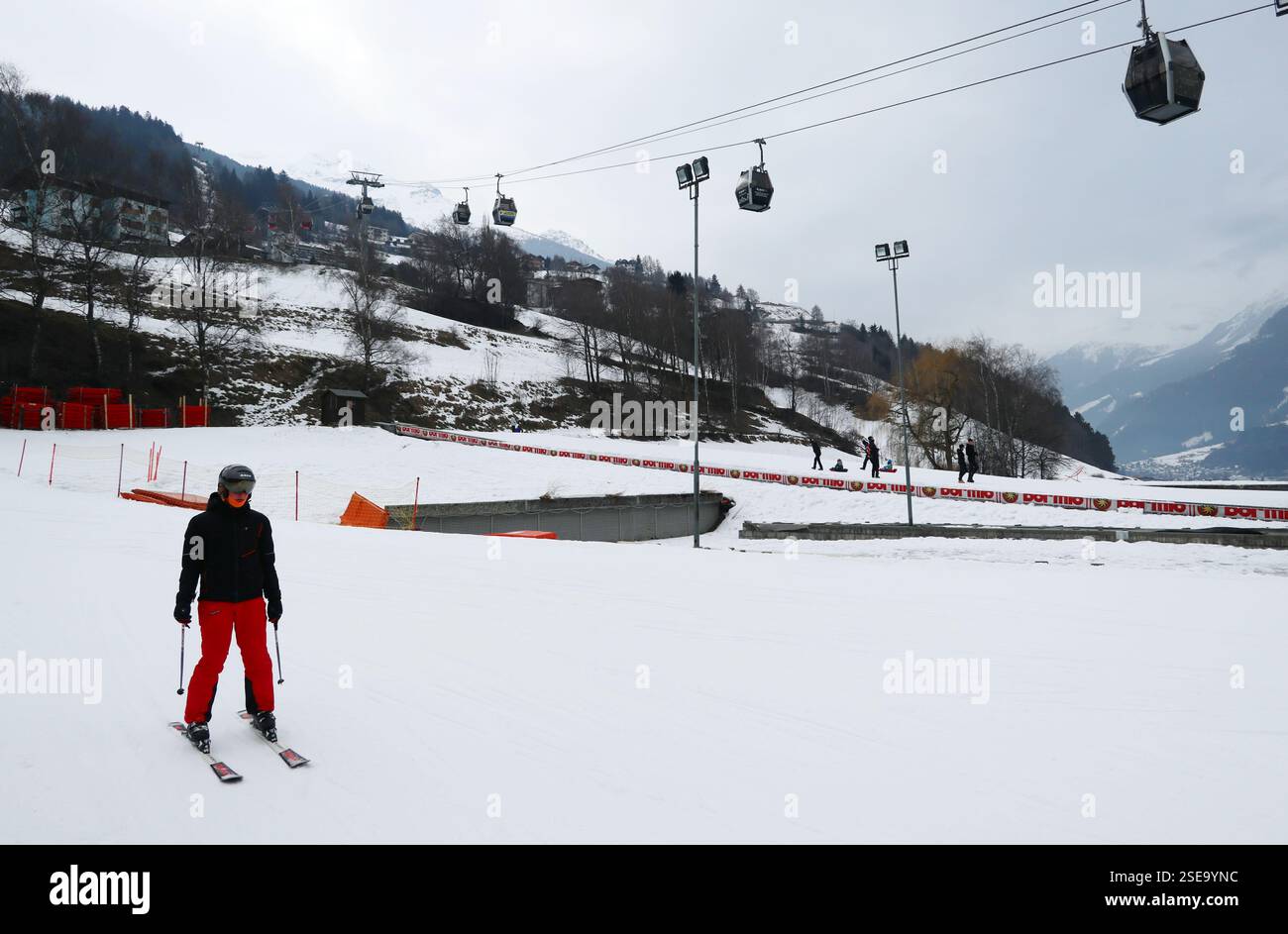 Bormio, Italy. 08th Feb, 2025. A shot of ski slope Pista Stelvio ...