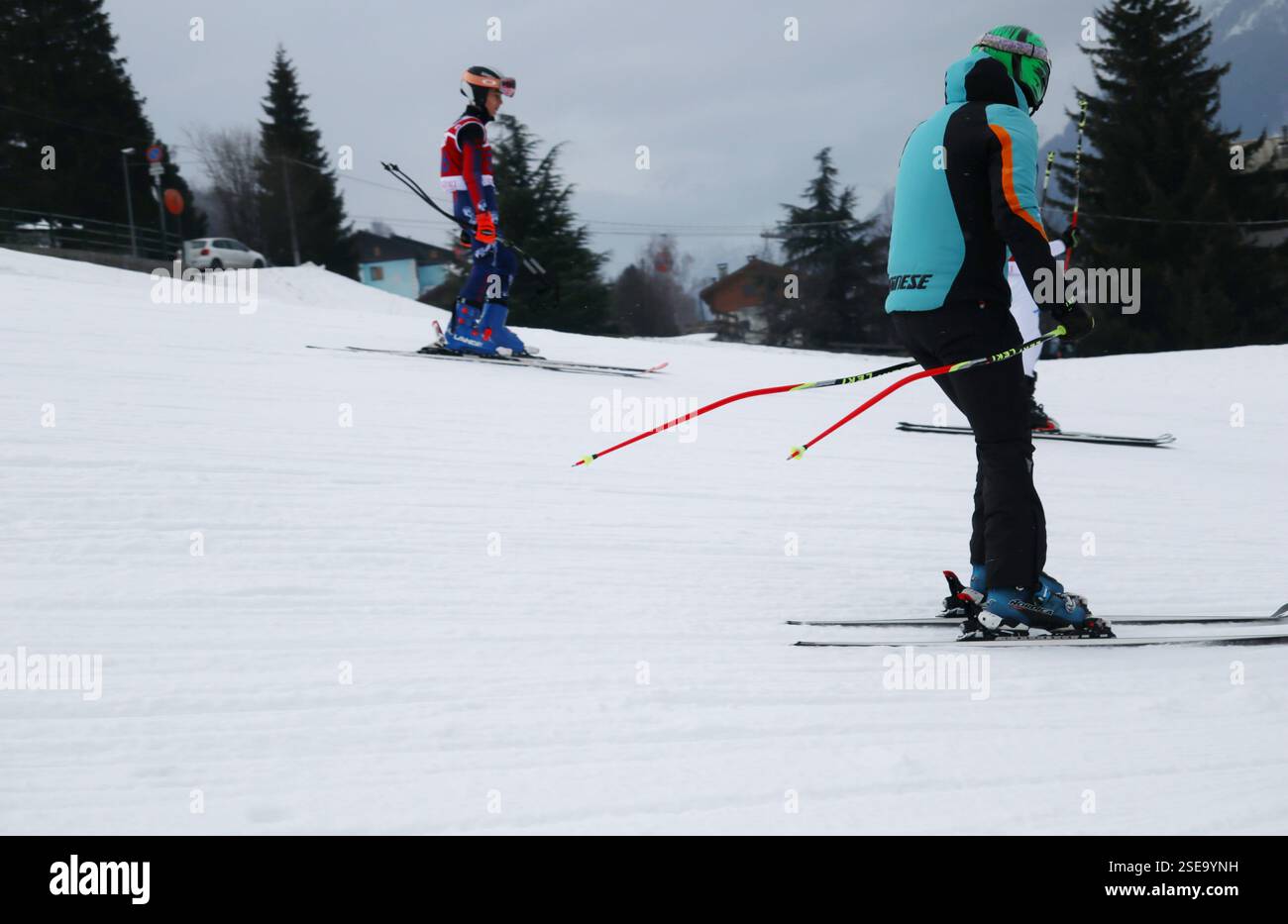 Bormio, Italy. 08th Feb, 2025. People ski on ski slope Pista Stelvio ...
