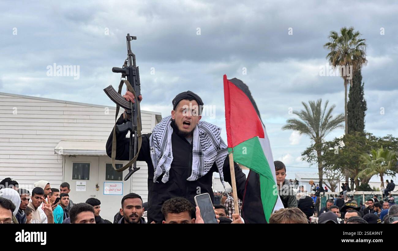 Deir Al Balah, Gaza. 08th Feb, 2025. One of the Palestinian prisoners ...