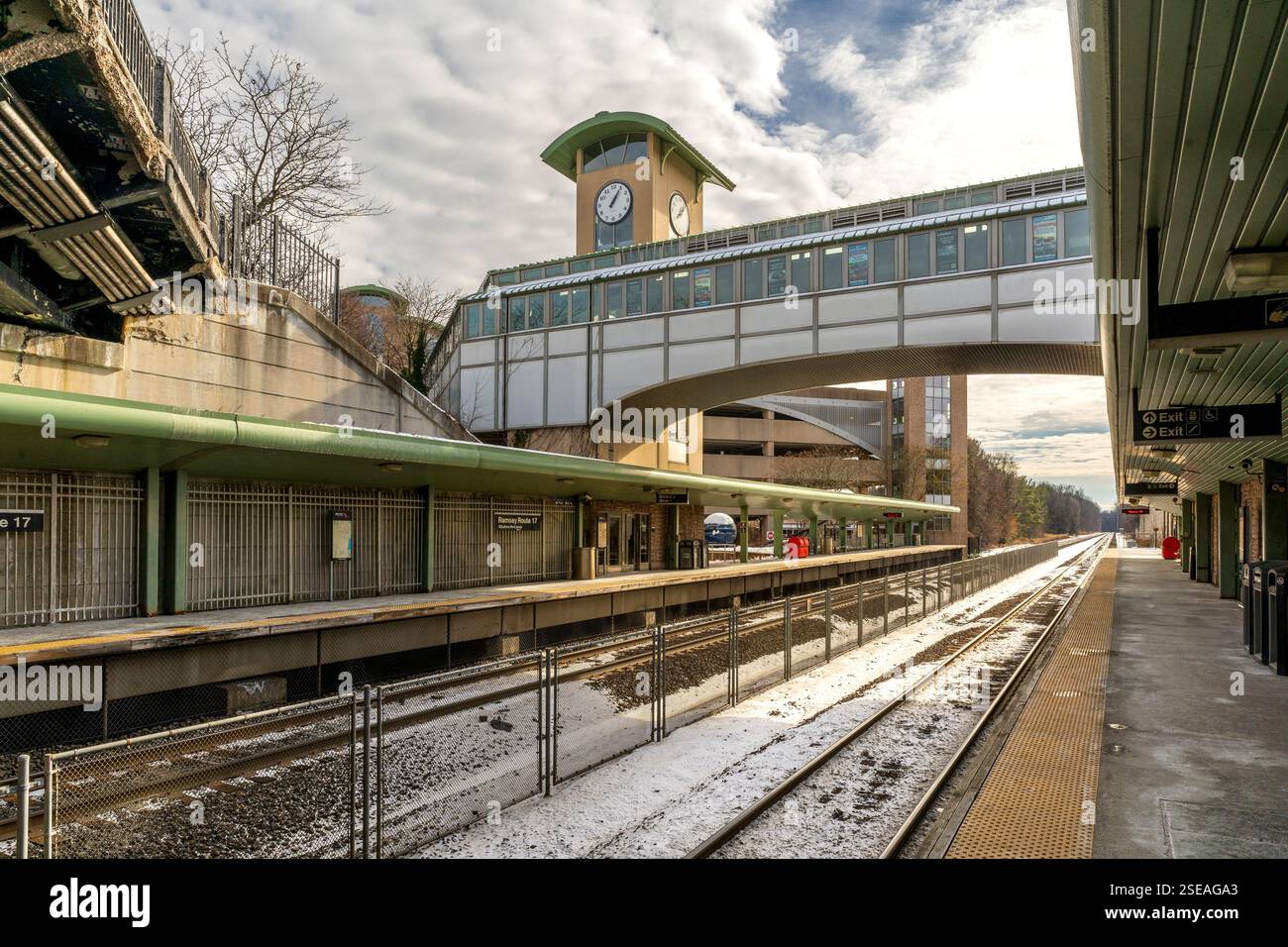 Ramsey, NJ - USA - Jan 25, 2025: A winter view of NJ Transit's Ramsey ...