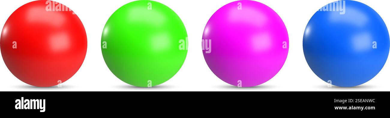 Collection of colorful 3d spheres isolated on white. Vector ...