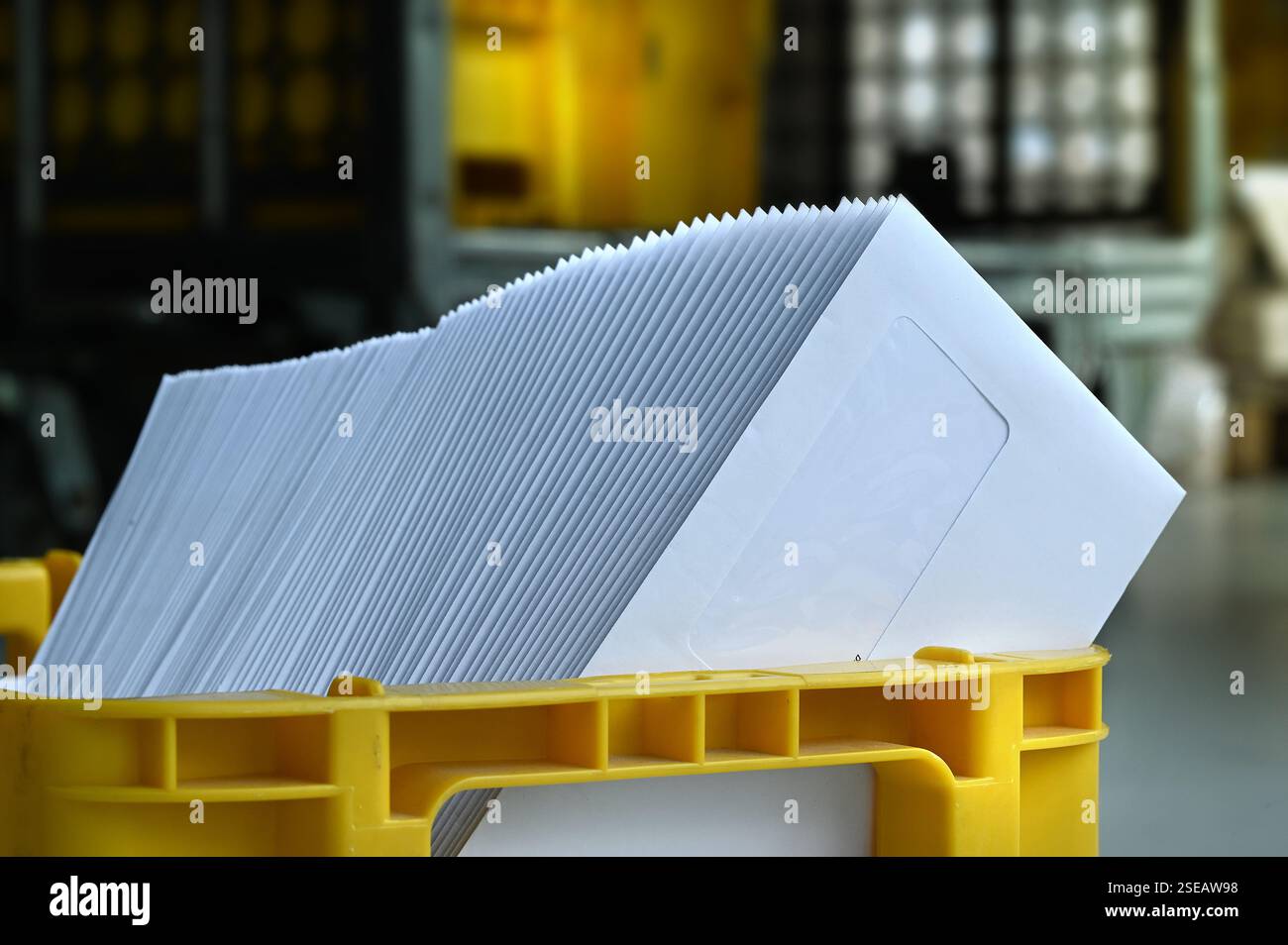 Mailbox with letter mailing sorted by zip code for delivery and postage ...