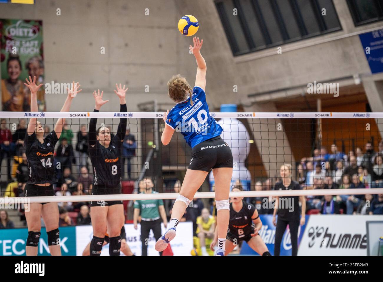 Jolien Knollema (Allianz MTV Stuttgart, #10) am Spielball, auf der ...