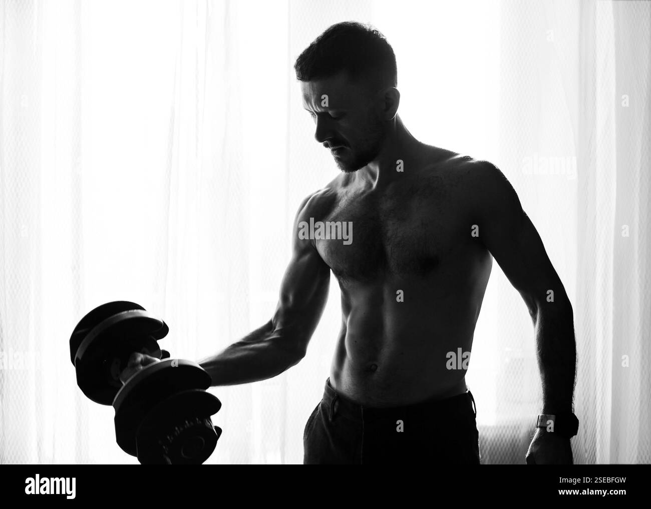 Portrait male muscular bodybuilder Black and White Stock Photos ...