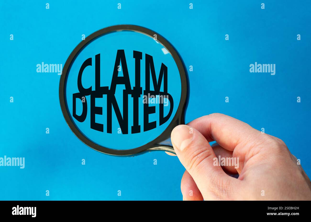 Claim denied symbol. Magnifying Glass with Concept word Claim denied ...