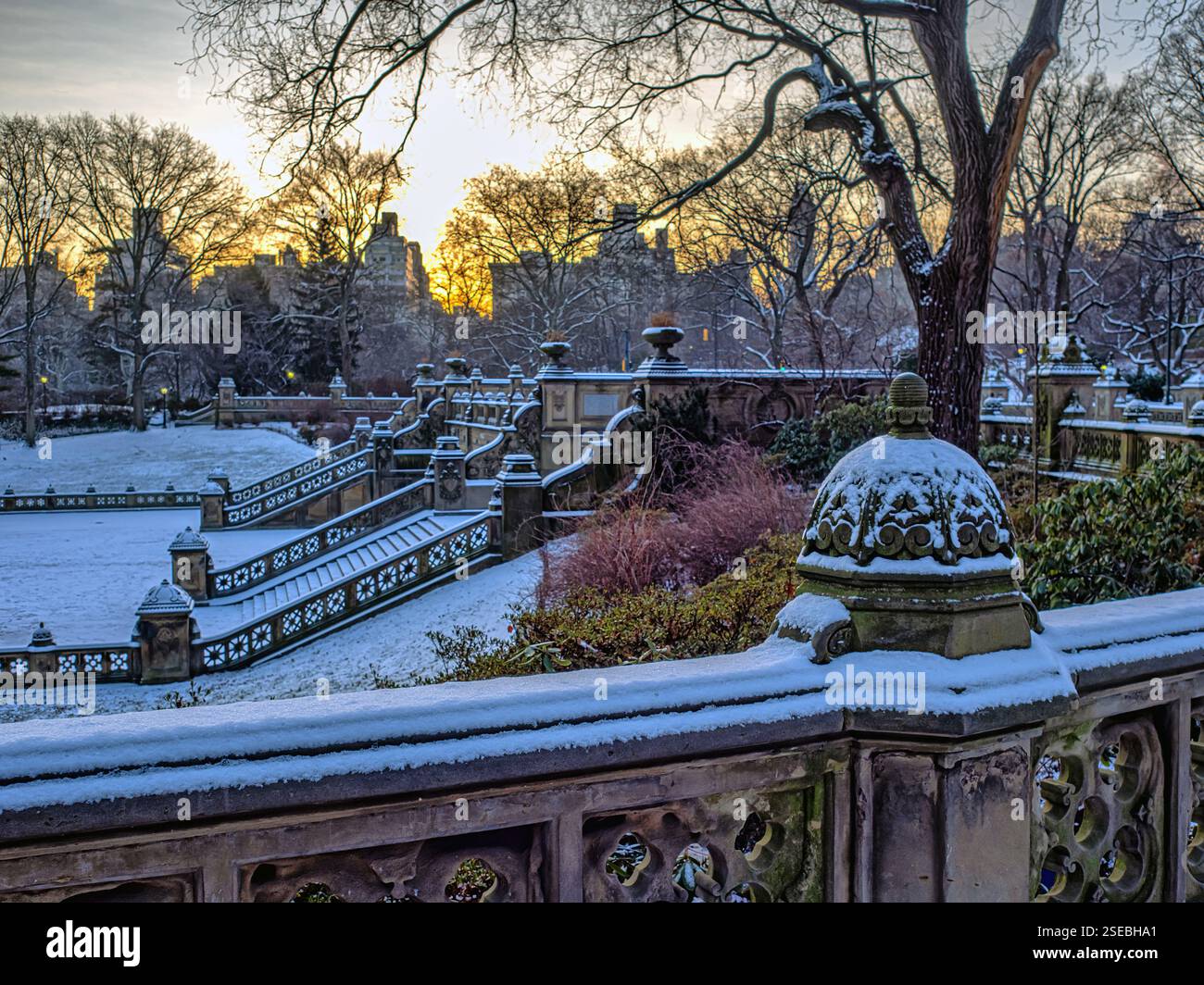 Bethesda Terrace and Fountain are two architectural features ...