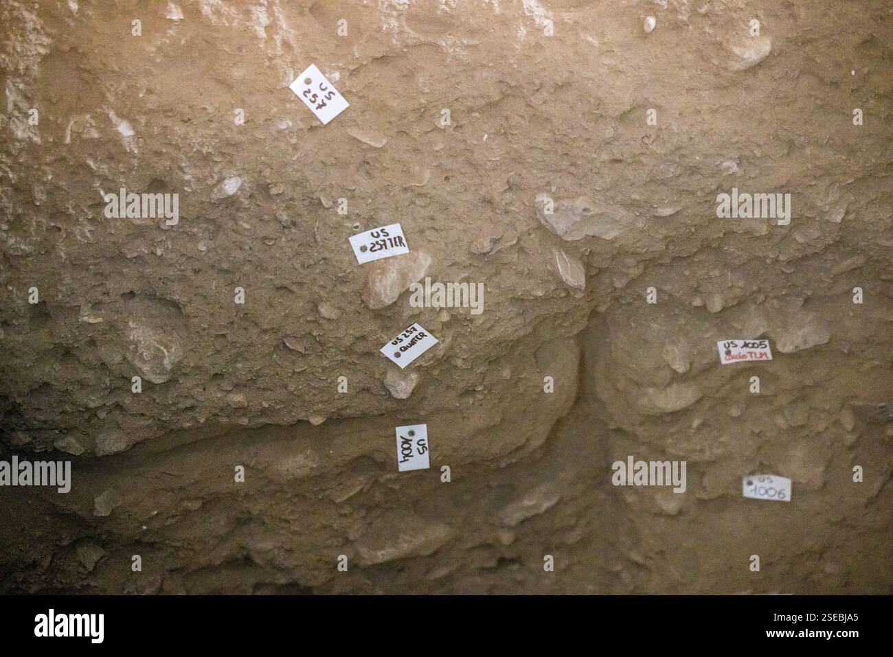Different layers of soil from various eras are displayed for visitors ...