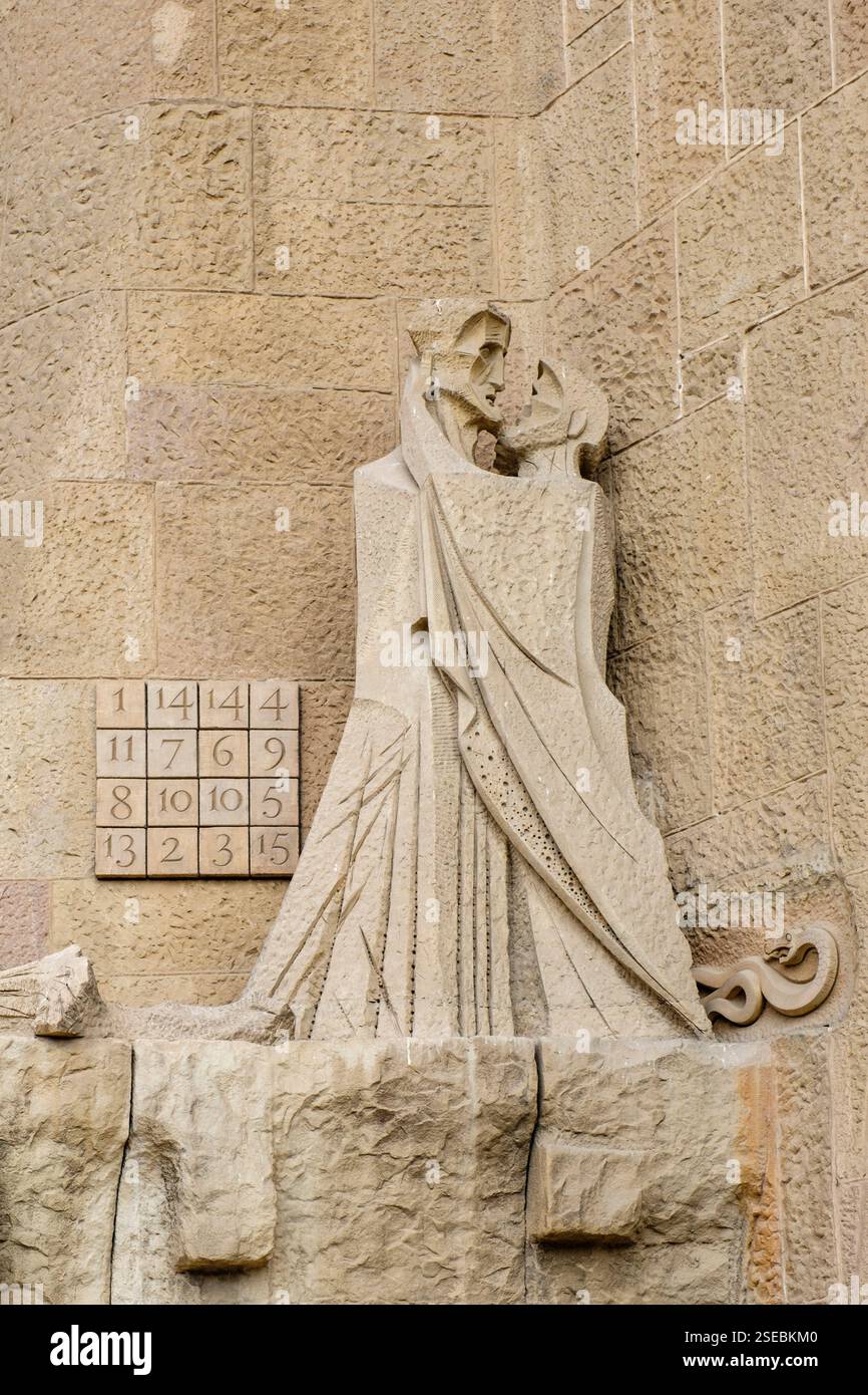 Magic square, Judas kiss, La Sagrada Familia Passion Facade detail ...