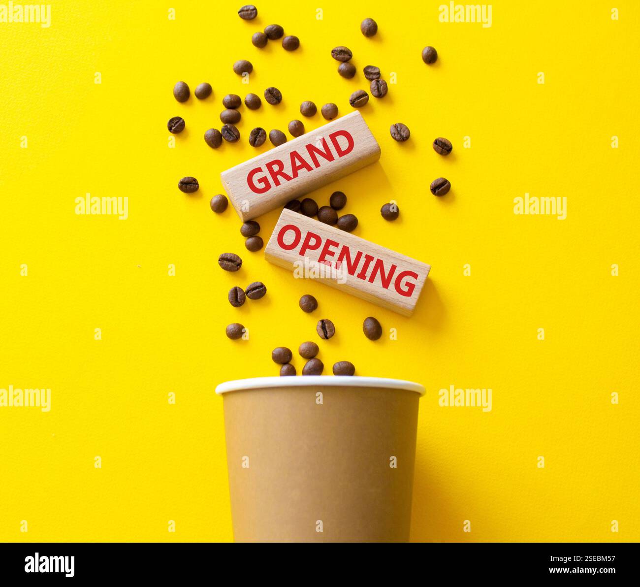 Grand Opening symbol. Concept word Grand Opening on wooden blocks ...