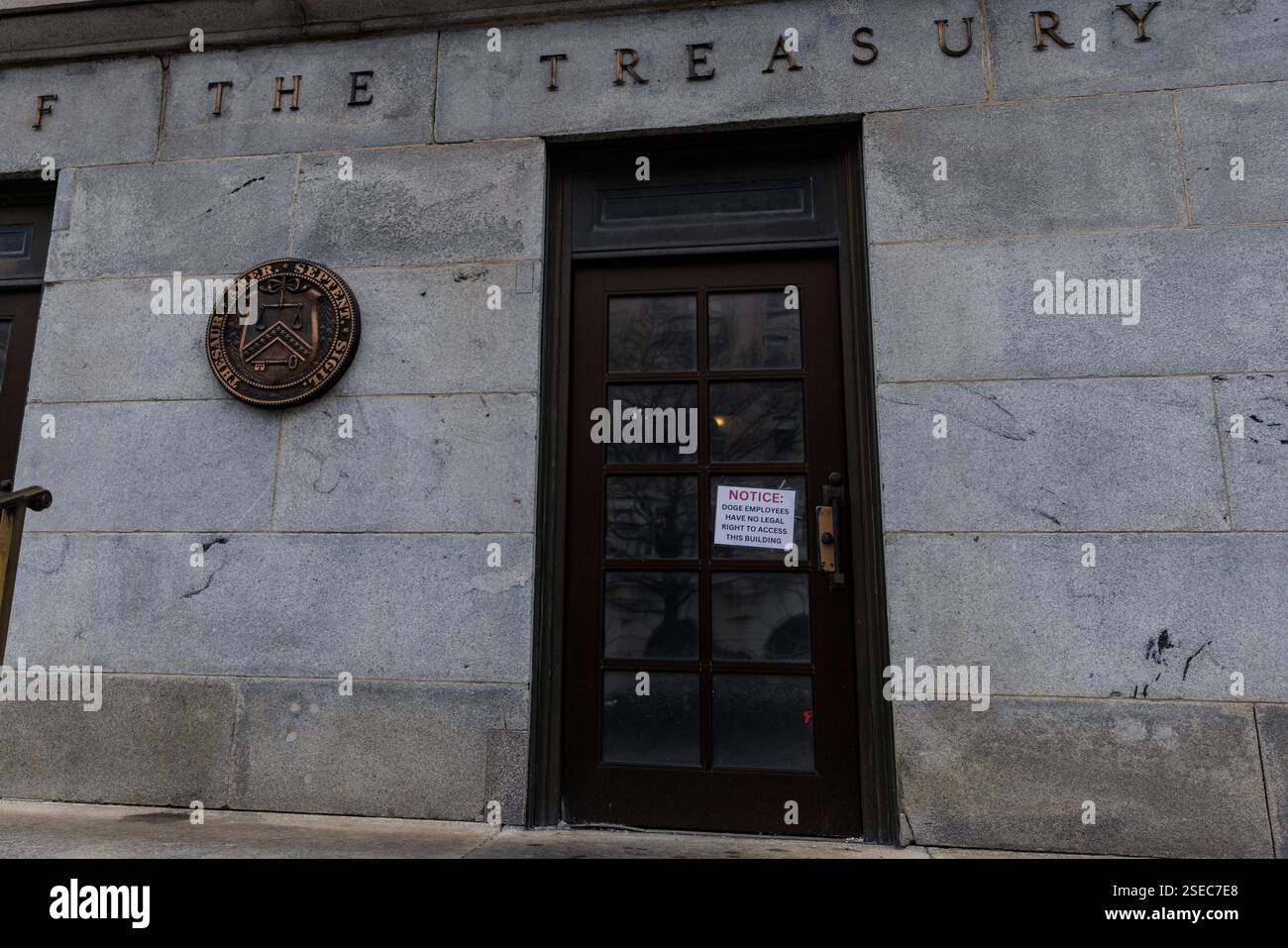 Washington, United States. 08th Feb, 2025. A sign alleging ‘department ...