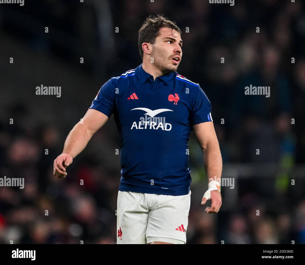 Antoine Dupont of France during the 2025 Guinness 6 Nations match England vs France at Allianz ...