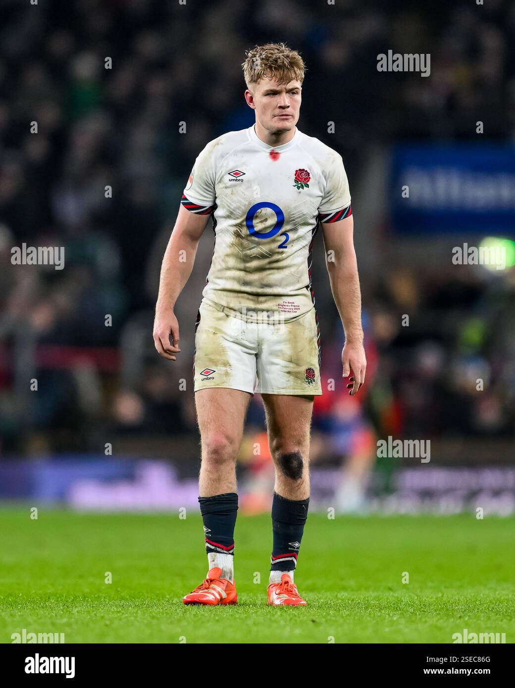 Fin Smith of England during the 2025 Guinness 6 Nations match England ...