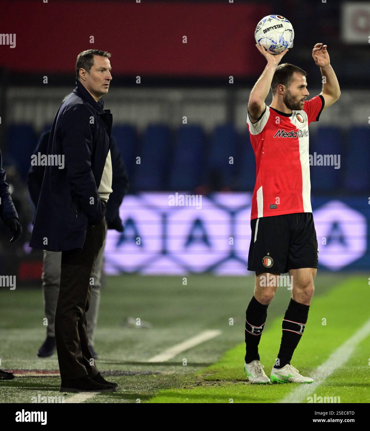 ROTTERDAM - (l-r) Feyenoord coach Brian Priske, Bart Nieuwkoop of ...