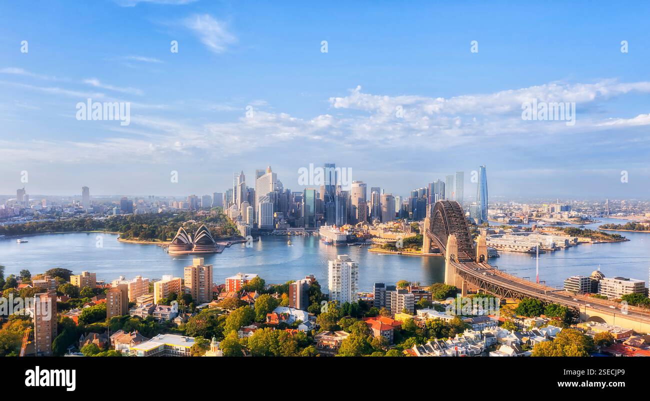 Waterfront of Sydney City CBD from North Shore by the Bridge in wide ...