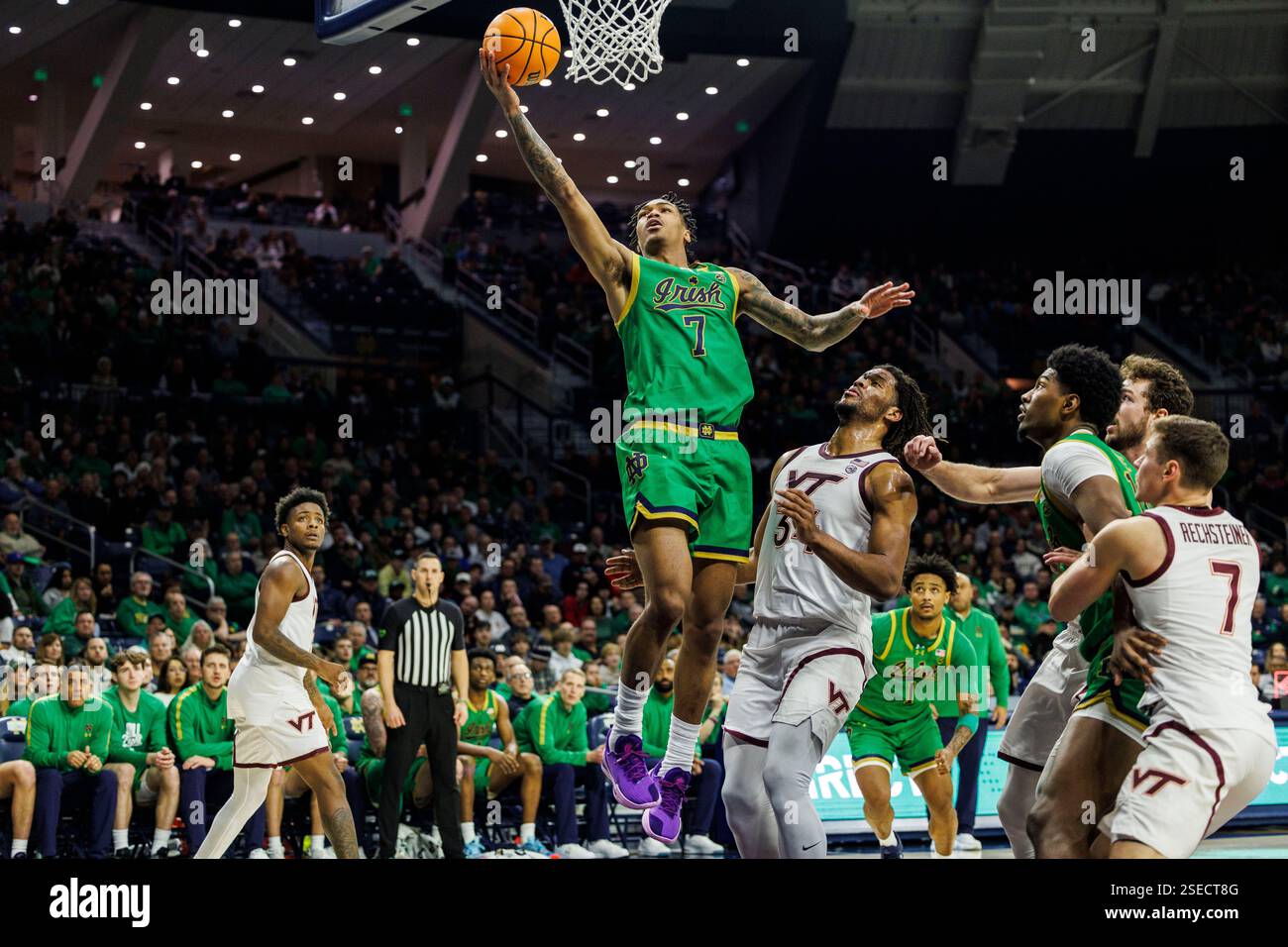 South Bend, Indiana, USA. 08th Feb, 2025. Notre Dame forward Tae Davis ...